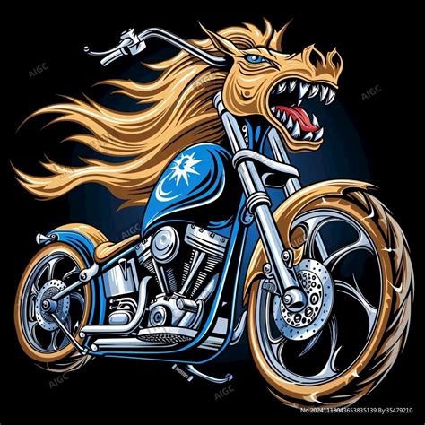 Ai创作图摩托车艺术设计 摩托车手绘 摩托插画 摩托车kv 潮流龙 摩托车主视 创意插画金属骏马 手绘摩托 奔腾不息手绘 铁人战马 奢华摩托车 蛇马精神 顶级金属运动摩托车 酷炫摩托车 板绘