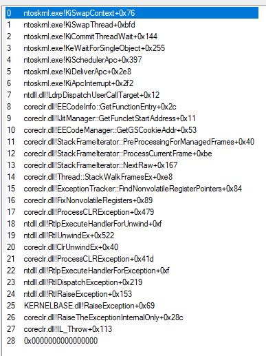 cannot profile exception performance possibly due to stack walking issue · issue 13218 · dotnet