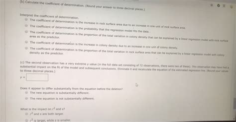 Solved B Calculate The Coefficient Of Determination Chegg