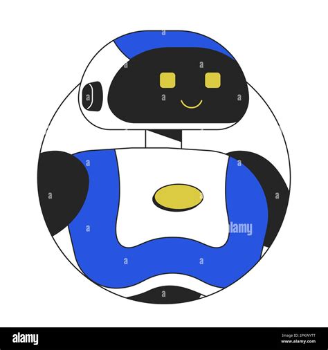 Friendly Humanoid Robot Assistant Linear Flat Color Vector Character Avatar Stock Vector Image