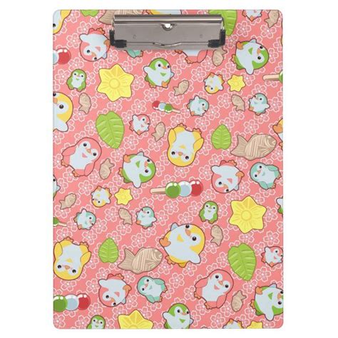 Kawaii Penguins And Wagashi Clipboard Zazzle Kawaii Penguin Kawaii