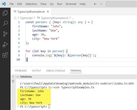 how to use for…in loops in typescript