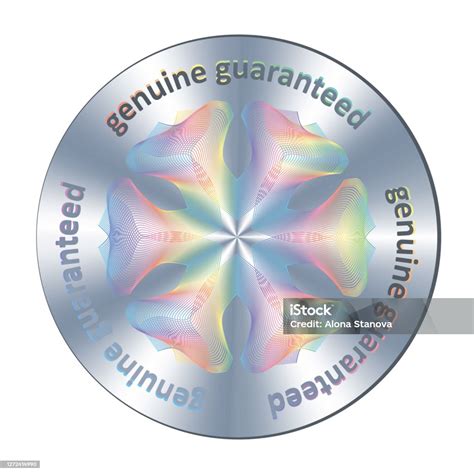 정품 보장 금속 둥근 홀로그램 사실적인 스티커 기호 아이콘 엠블럼 배지 제품 품질 보증 및 라벨 디자인을 위한 벡터 정품 요소