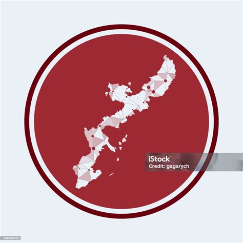 오키나와 섬의 아이콘입니다 섬의 트렌디한 테크 로고 기하학적 메쉬 라운드 디자인 기술 인터넷 네트워크 통신 개념 벡터 그림입니다