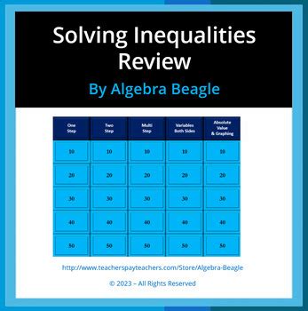 Solving Inequalities Review Game By Algebra Beagle TPT