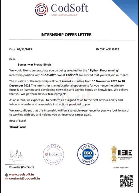 Someshwar Pratap Singh On Linkedin Python Internship Codsoft Programming