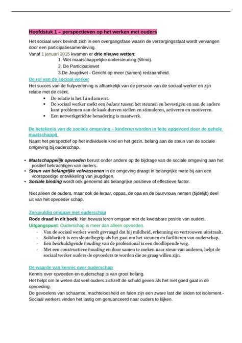 samenvatting ouderschap meer dan opvoeden ouderschap stuvia nl