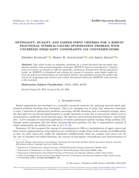 Pdf Optimality Duality And Saddle Point Criteria For A Robust Fractional Interval Valued