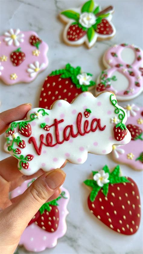 Strawberry Shortcake Sugar Cookies Organic Royal Icing Cartoon Treats