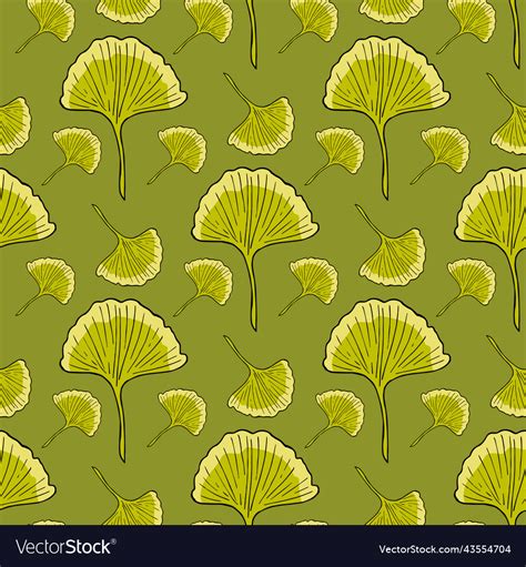 Seamless Pattern With Ginkgo Biloba Leaves Vector Image