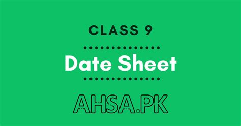 Bise Punjab Board Class 9 Date Sheet 2026 Ahsapk