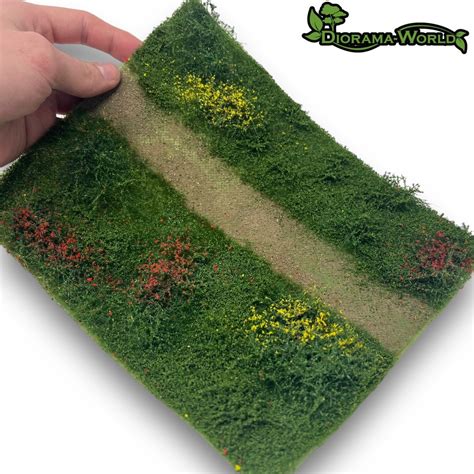 Wild Grass Mat With Dirty Road And Bushes Gminiatures Diorama World
