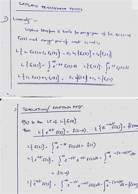 Laplace Transform Properties Physics Studocu