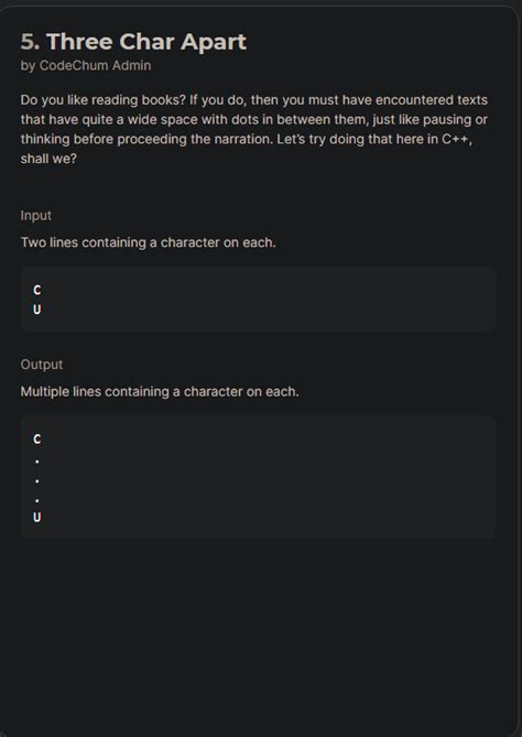 solved 5 three char apart by codechum admin do you like