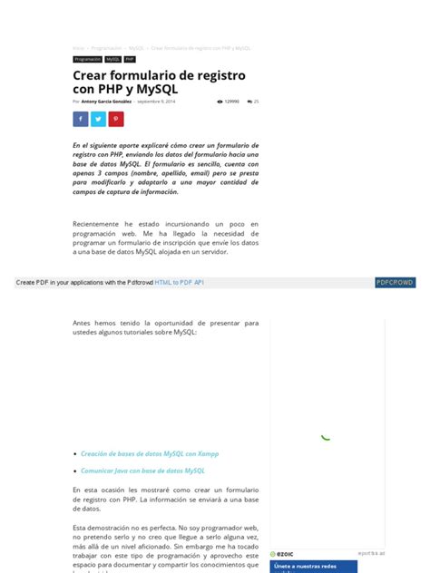 Panamahitek Com Crear Formulario De Registro Con Php Y Mysql Pdf