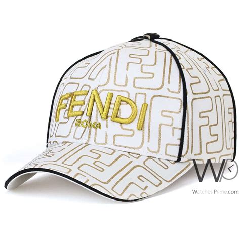 Fendi Roma FF Baseball Patterned White Cap | Watches Prime