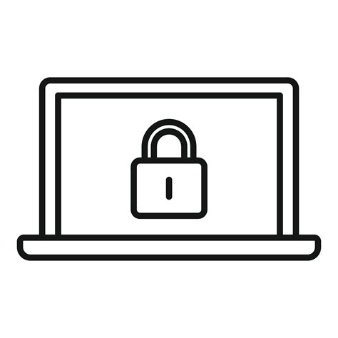Secured Laptop Icon Outline Vector Computer Data 15110185 Vector Art