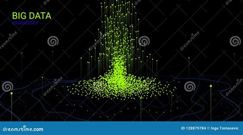Wave 3d Abstract Background Big Data Visualization Stock Vector