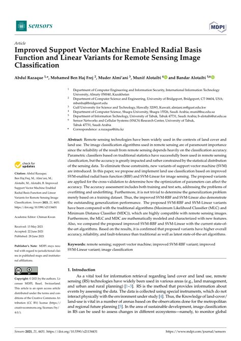Pdf Improved Support Vector Machine Enabled Radial Basis Function And