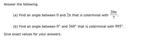 Solved Answer The Following A Find An Angle Between And Chegg Com