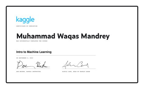 muhammad waqas mandrey completed the intro to machine learning course