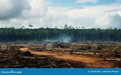 Deforestation Forest And Illegal Logging Neural Network AI Generated Stock Image Image Of