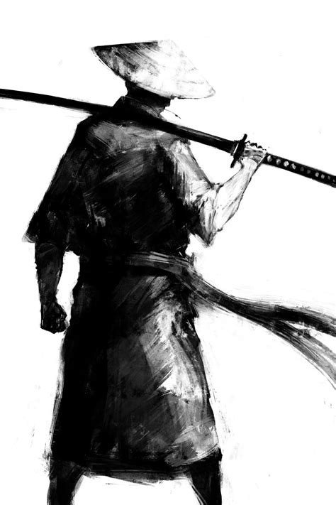 Самурай арт черно белый 32 фото