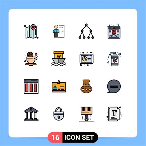 Mobile Interface Flat Color Filled Line Set Of 16 Pictograms Of Break Fast Person Database