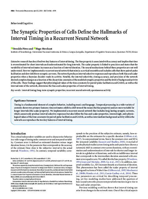 pdf synaptic properties influence interval timing in neural networks