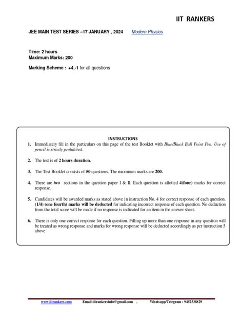 Modern Physics 18 Jan 2024 Pdf Standardized Tests