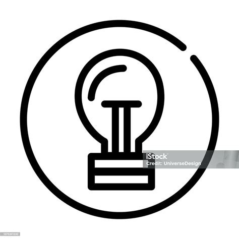 원 씬 선 아이콘 내부의 전구 업계 개념 격리 개요 기호의 전구 선형 아이콘 웹 디자인 및 앱에 대한 벡터 그림 기호 요소입니다 0명에 대한 스톡 벡터 아트 및 기타 이미지