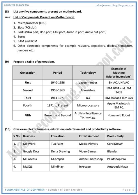 adamjee coaching fundamentals of computer solution of book exercise