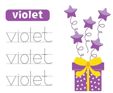 Trace And Write Word Violet Learning Colors With T Box And Balloons