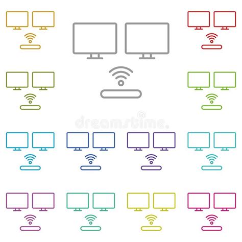 Hardware Pc Server Wifi Lan Multi Color Icon Simple Thin Line