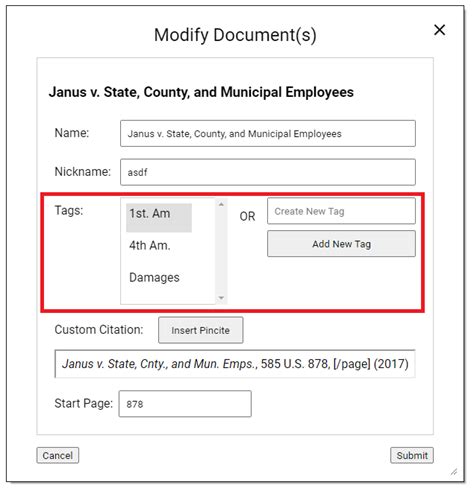 Tagging Documents — E Ring Binder