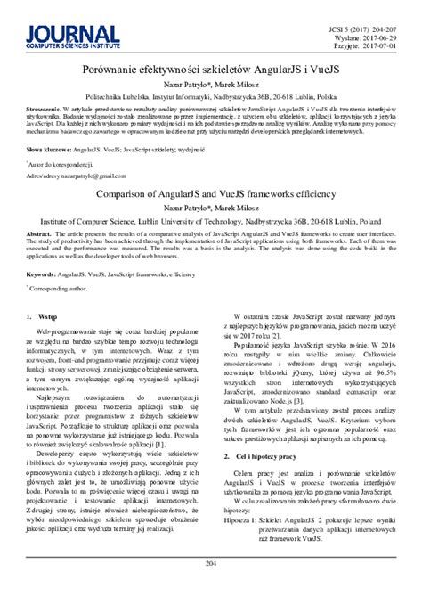 Pdf Comparison Of Angularjs And Vuejs Frameworks Efficiency