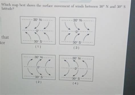 Solved Which Map Best Shows The Surface Movement Of Winds