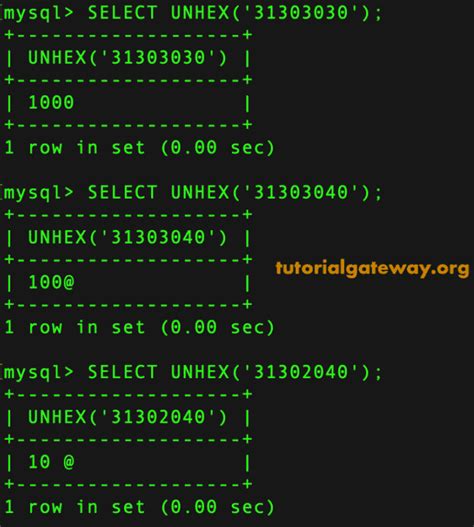 Mysql Unhex Function