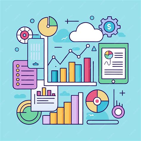 Colorful Business Illustration With Charts And Graphs Representing