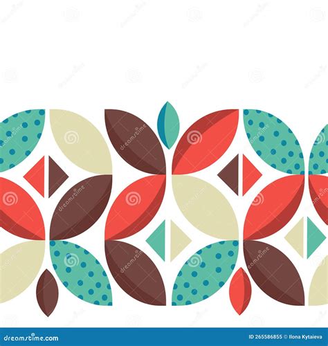 mid century modern geometric seamless horizontal pattern design