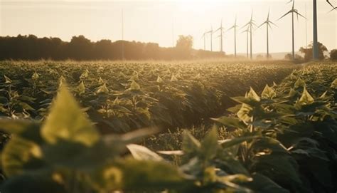 Premium Photo Green Wind Turbines Power Sustainable Agriculture In Rural Landscape Generated