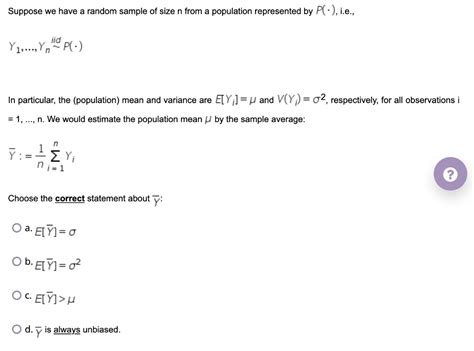 solved suppose we have a random sample of size n from a