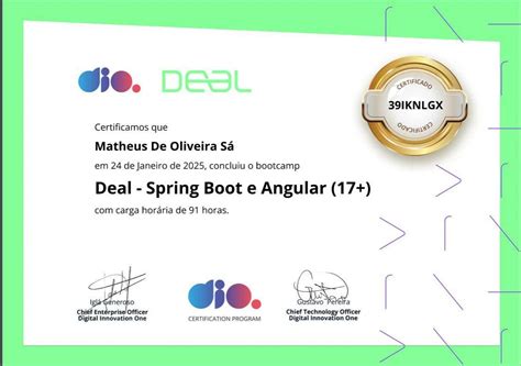 Springboot Angular Bootcamp Dio Certificação Desenvolvimento