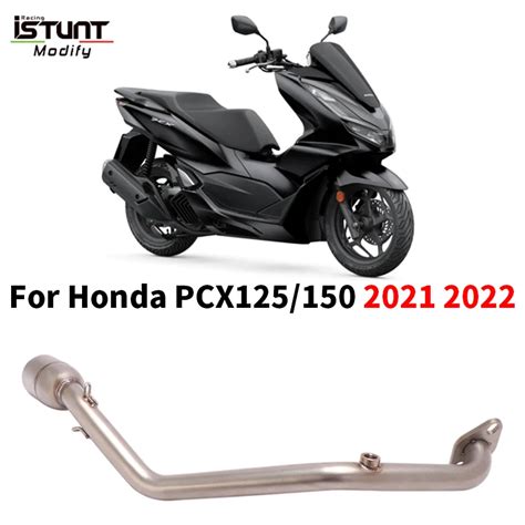 오토바이 배기 시스템 프론트 링크 파이프 이스케이프 모토 머플러 센서 혼다 Pcx125 Pcx150 Pcx 125 150