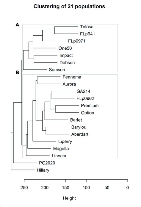 Upgma Clustering Of 21 Populations Using Euclidean Distance Metric