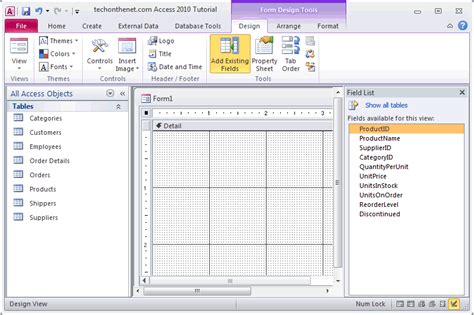 MS Access Add Objects To Form