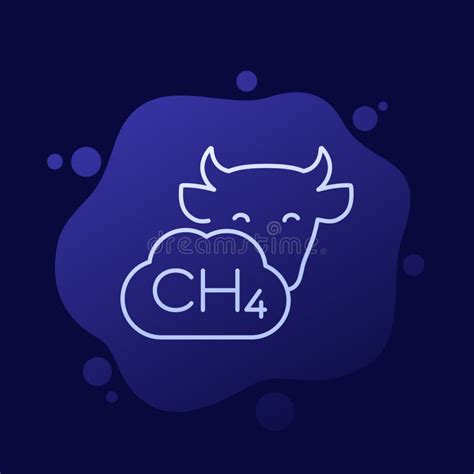 Methane Emissions From Cattle Ch4 Gas Icon Stock Illustration