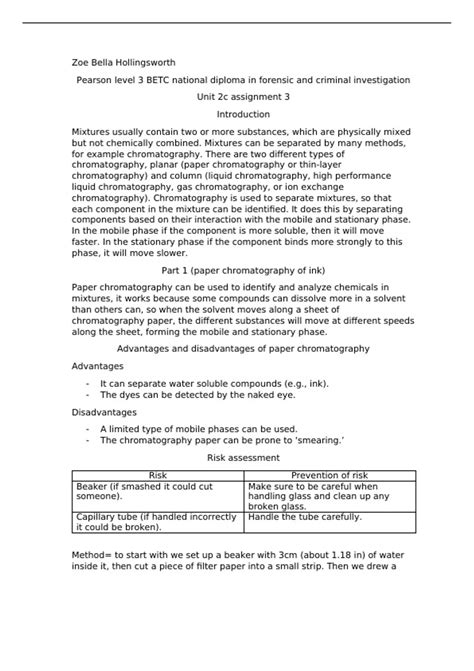 Unit 2 Assignment C Merit Unit 2 Practical Scientific Procedures And Techniques Stuvia Uk