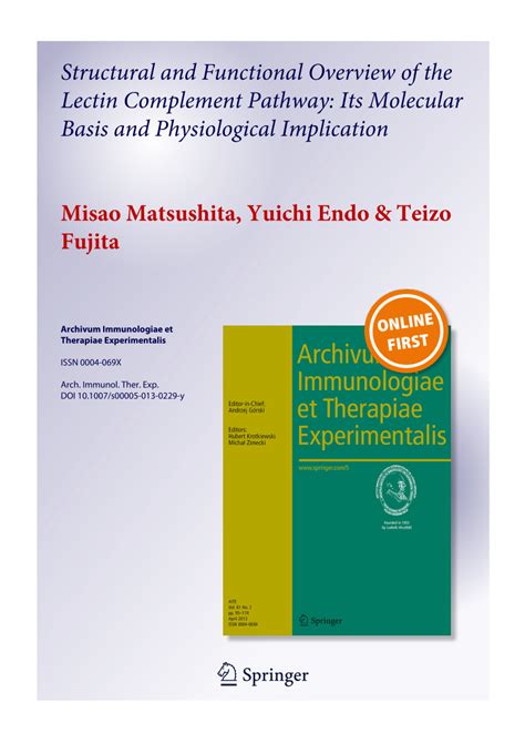 PDF Structural And Functional Overview Of The Lectin Complement Pathway Its Molecular Basis