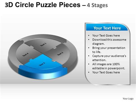 D Circle Puzzle Diagram Stages Slide Layout Ppt Templates PowerPoint Slides Diagrams